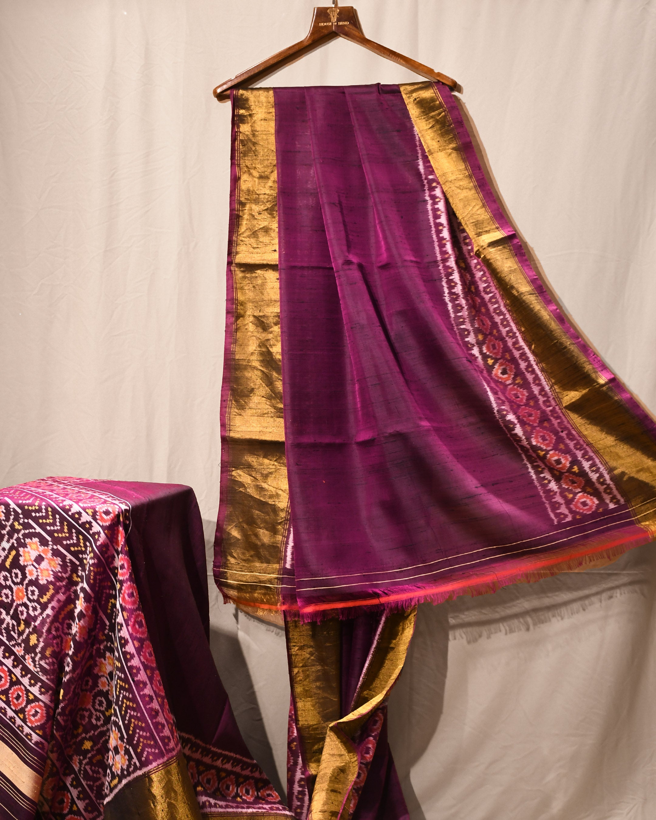 Wine Color Pure Silk Patola Saree – House of Hind