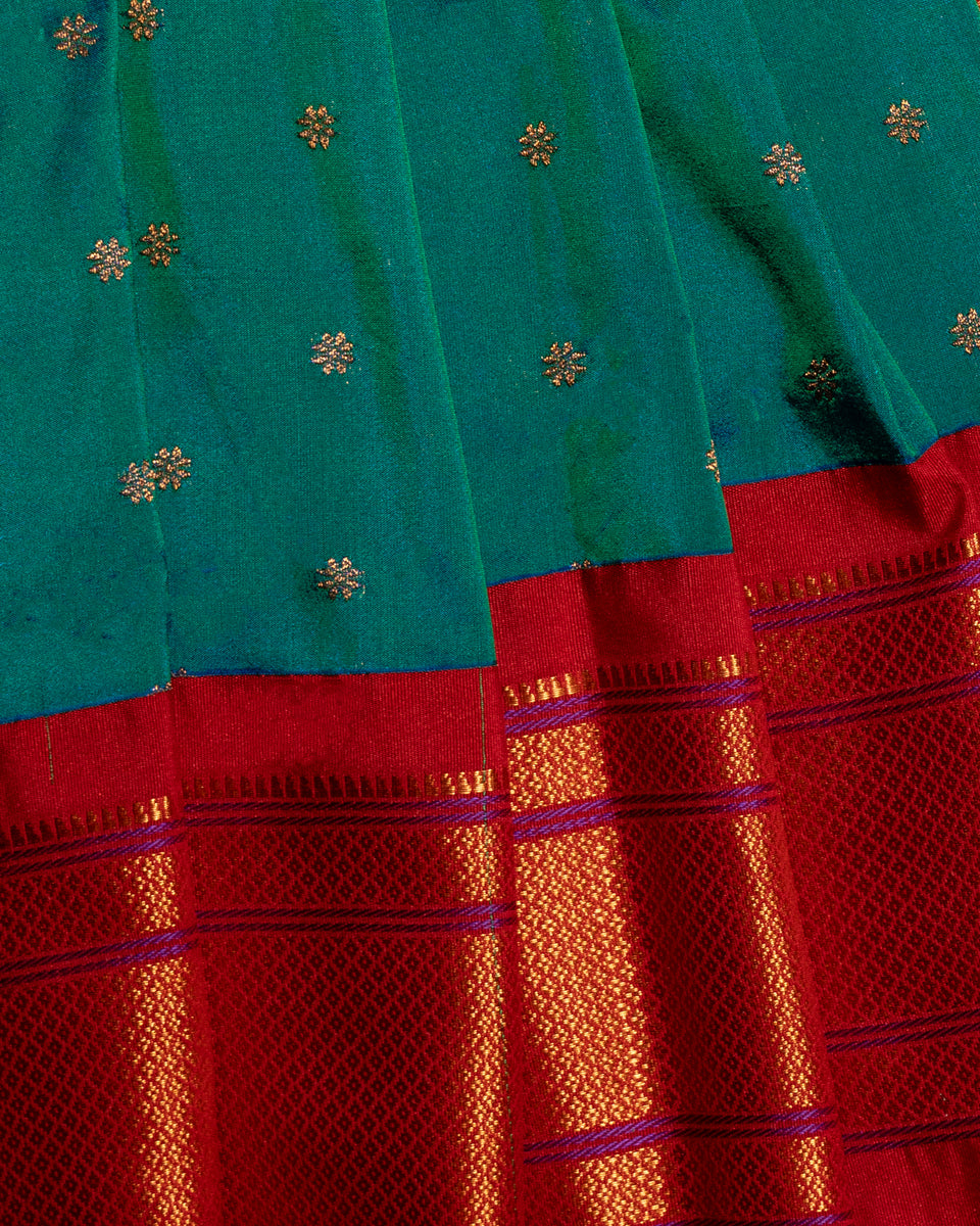 Morpankhi Semi Silk Paithani Saree with Contrast Red Border – House of Hind