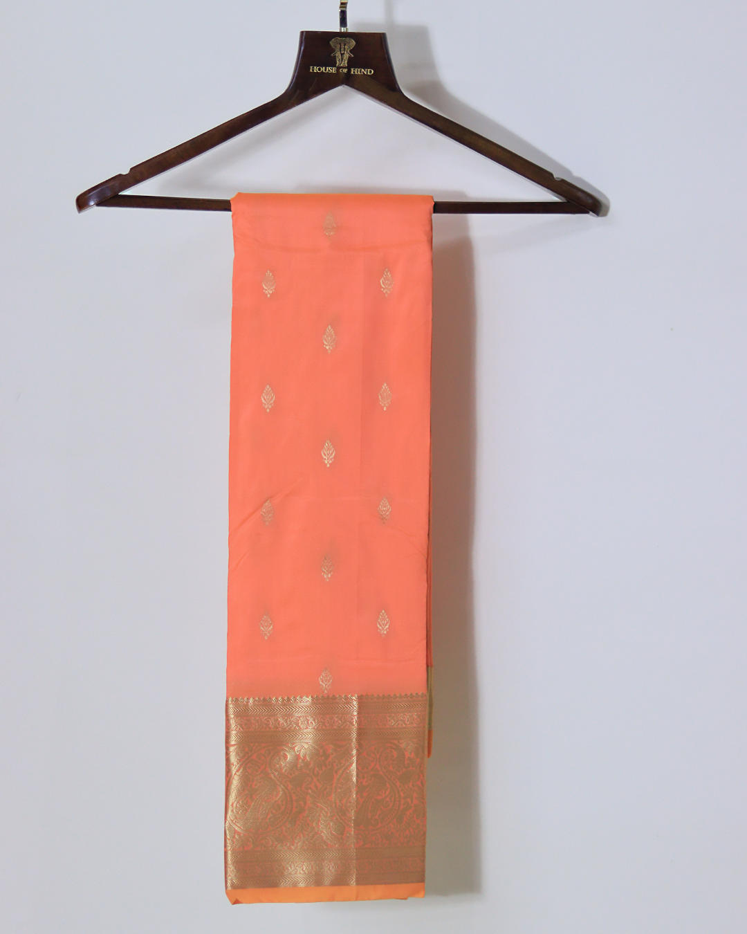 Gajri Colour Semi-Silk Kanjivaram Saree for Weddings | House of Hind