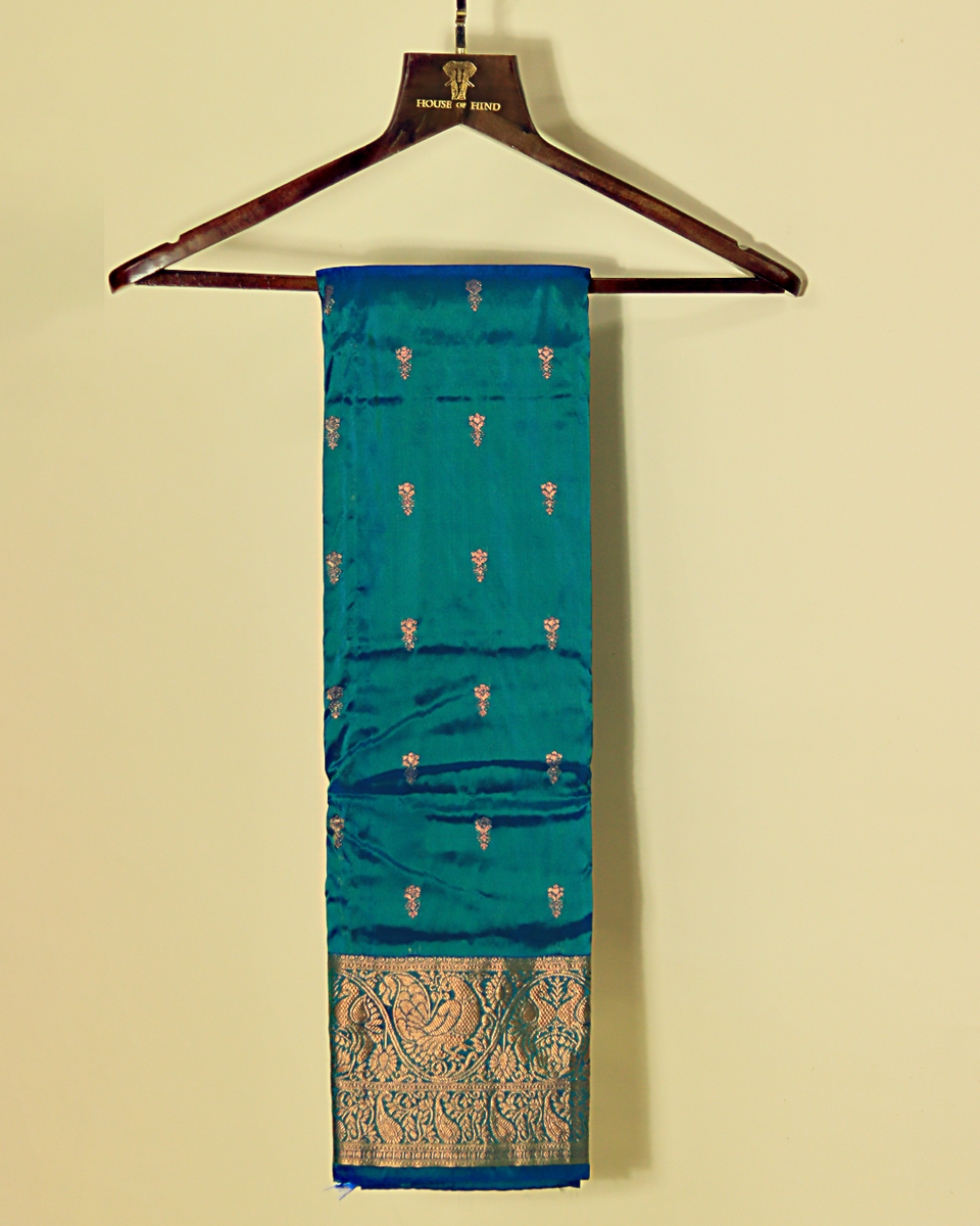 Morpankhi Semi-Silk Kanjivaram Saree With Golden Zari Border - House of ...