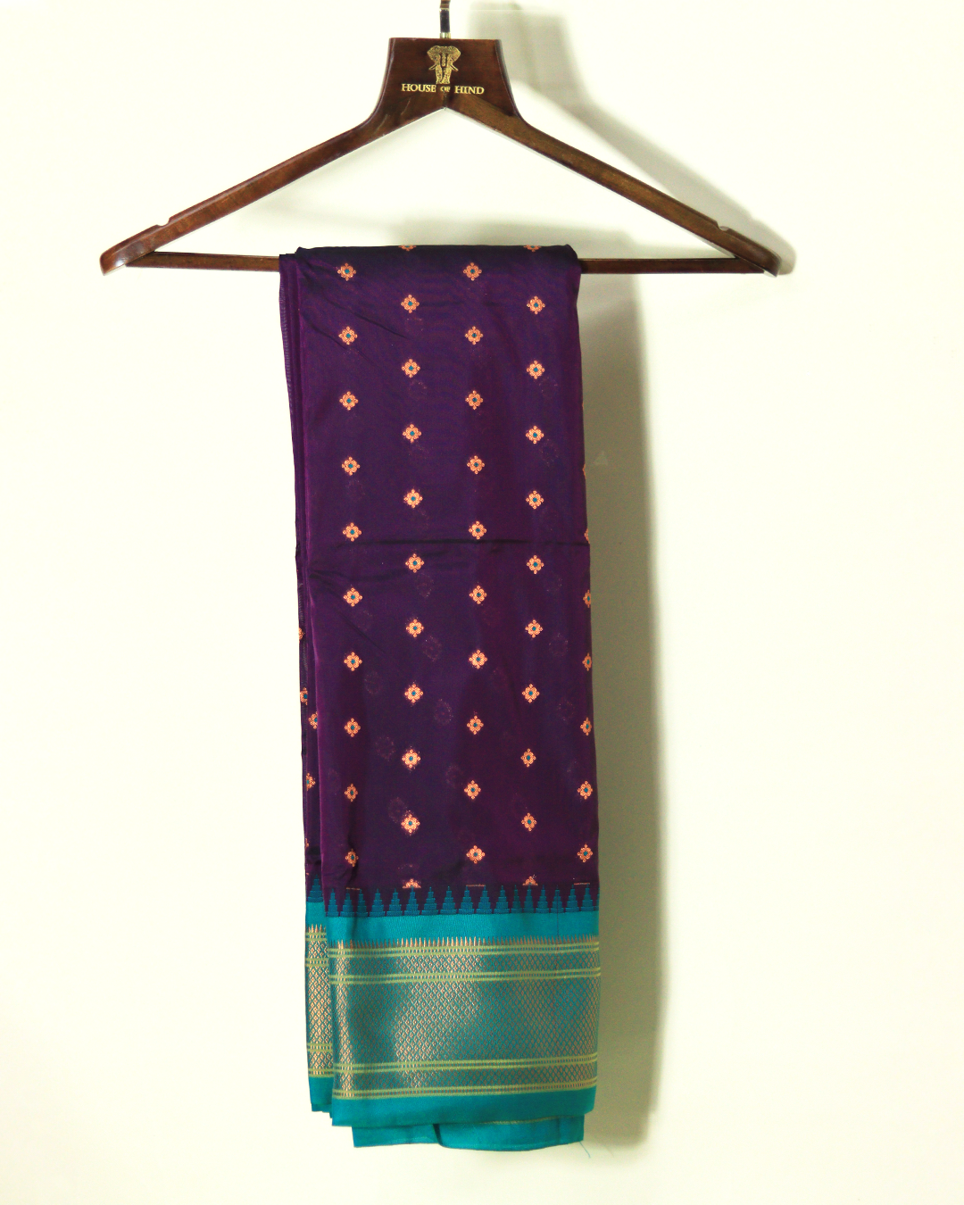 Wine Paithani Saree with Golden Border - House of Hind