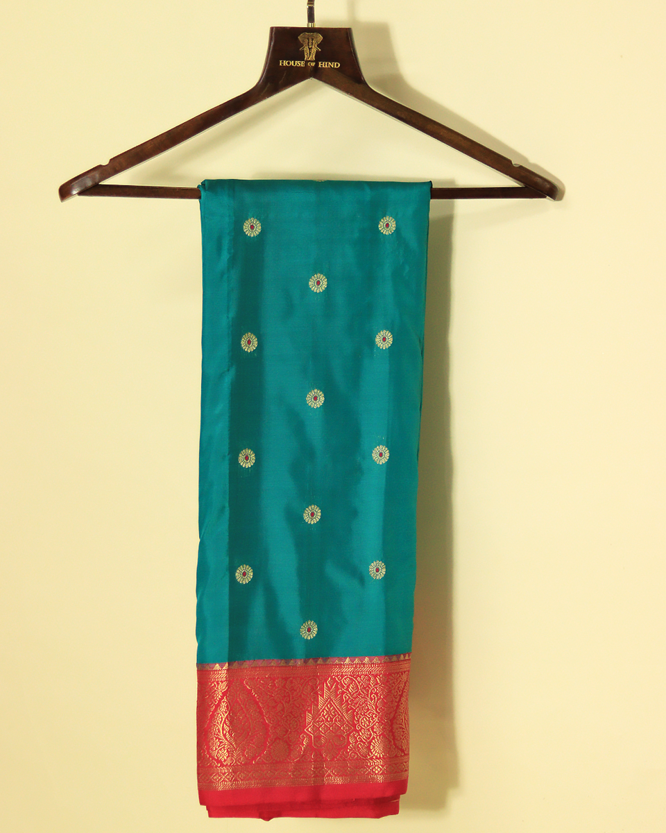 Morpankhi and Red Semi-Silk Kanjivaram Saree with Zari Border ...