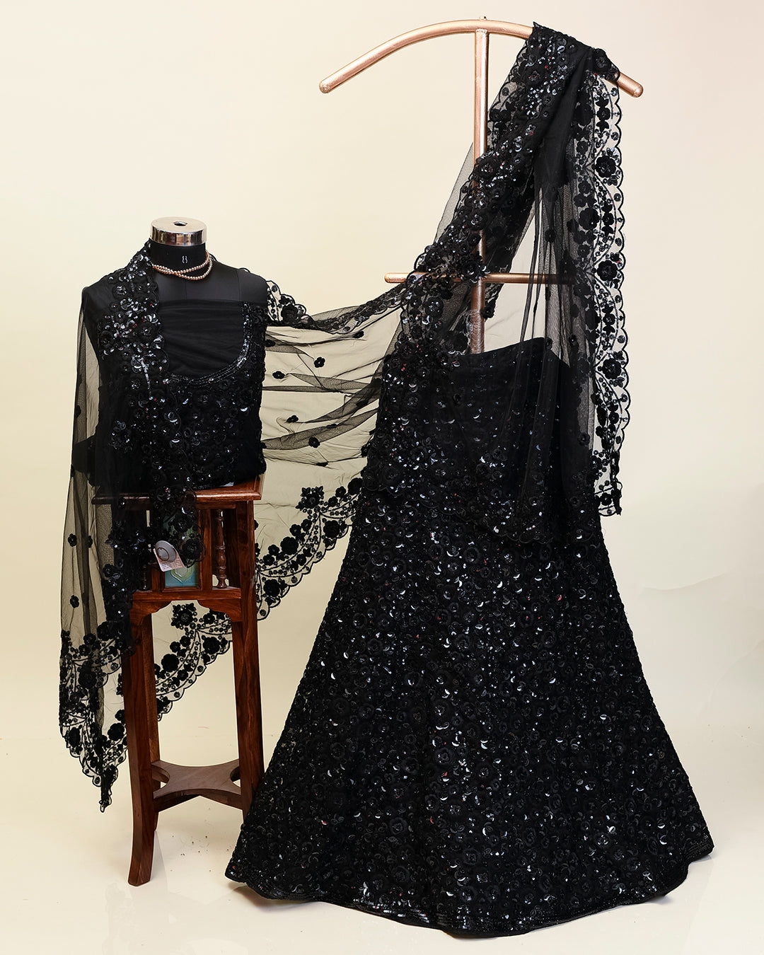 Buy Black Lehenga For Wedding With Net Heavy Sequin Work at House of Hind